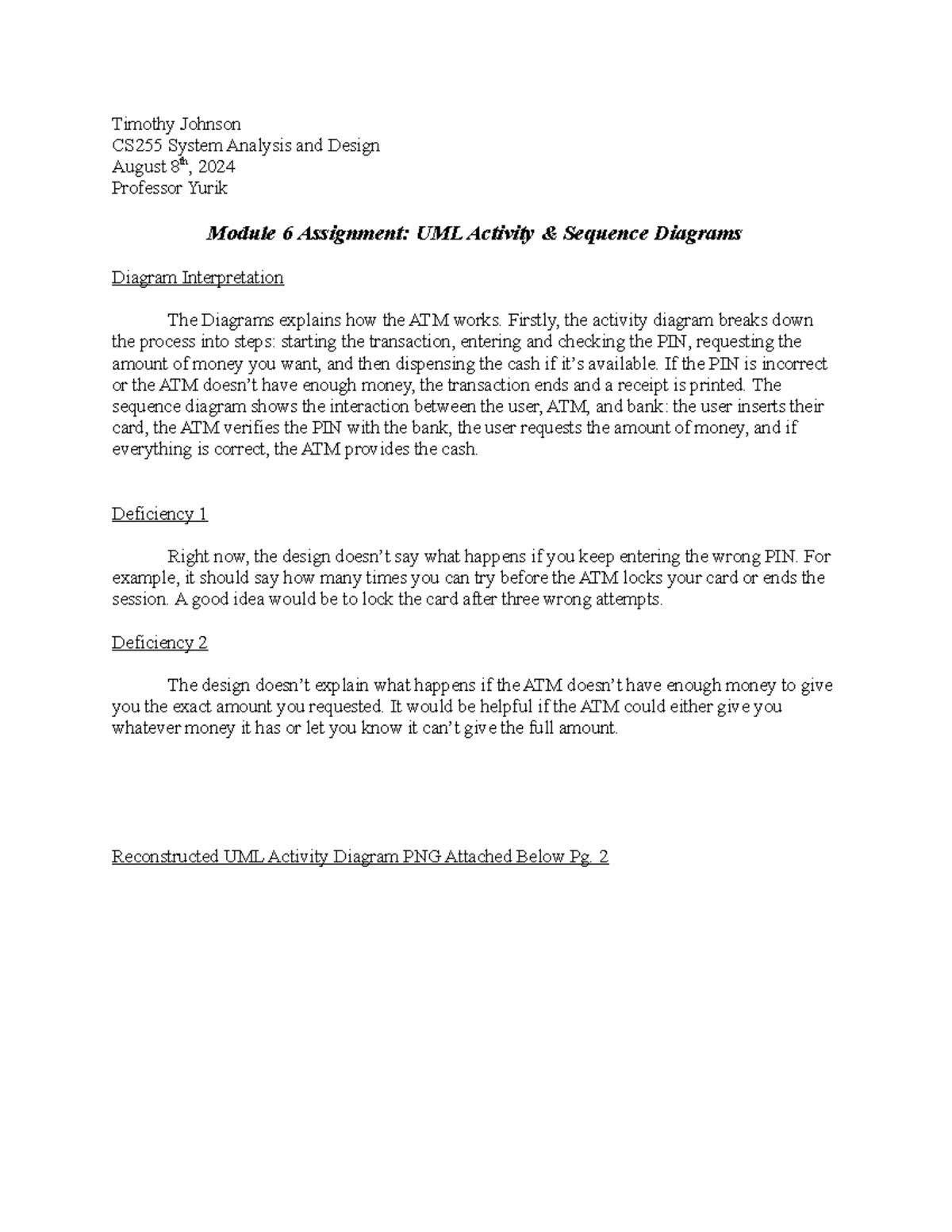 CS255 Module 6 Assignment: UML Activity & Sequence Diagrams Analysis - Studocu