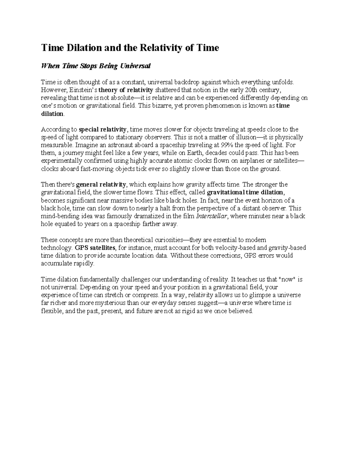 Time Dilation and the Relativity of Time – PHYS200 - Time Dilation and ...