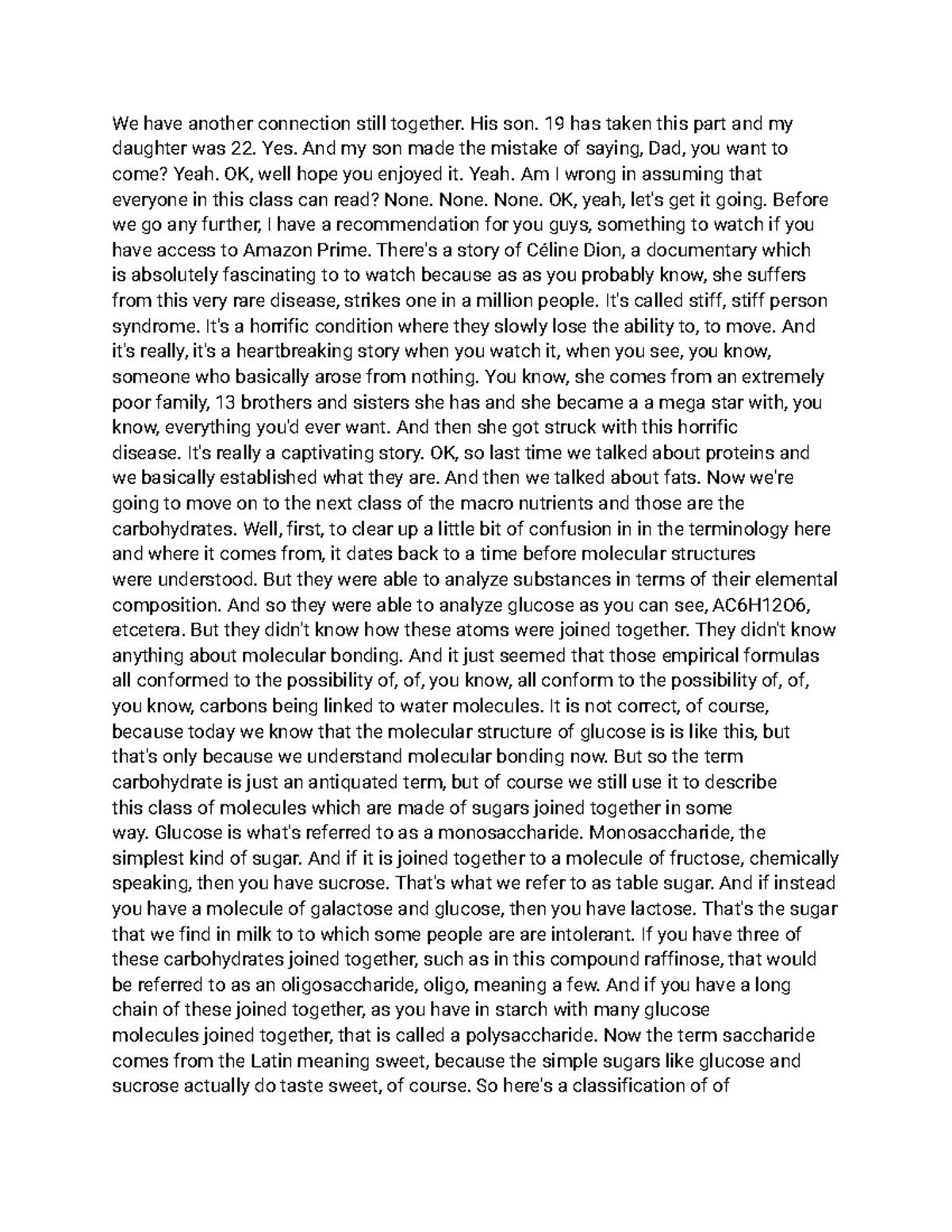 Chem of Foods Lecture 3: Carbohydrates and Their Impact on Health - Studocu