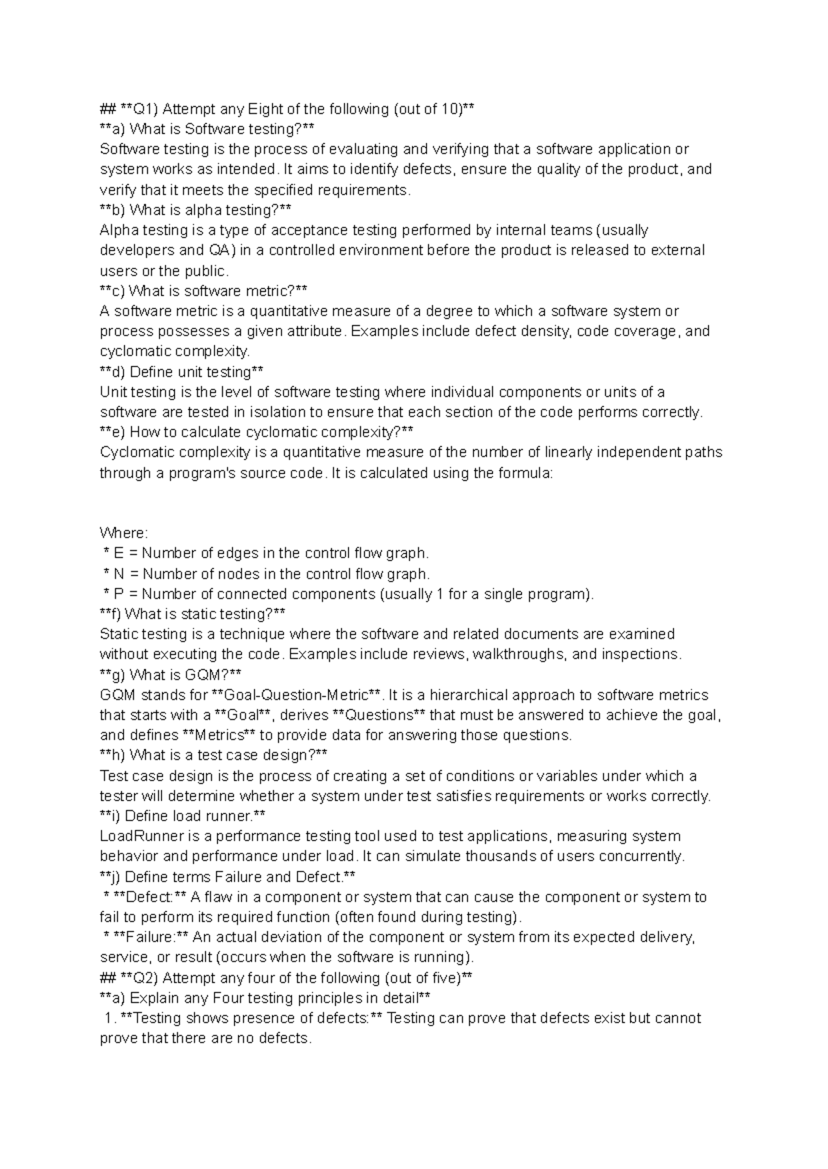 Software Testing Concepts - Important Notes (Soft - Imp) - Studocu