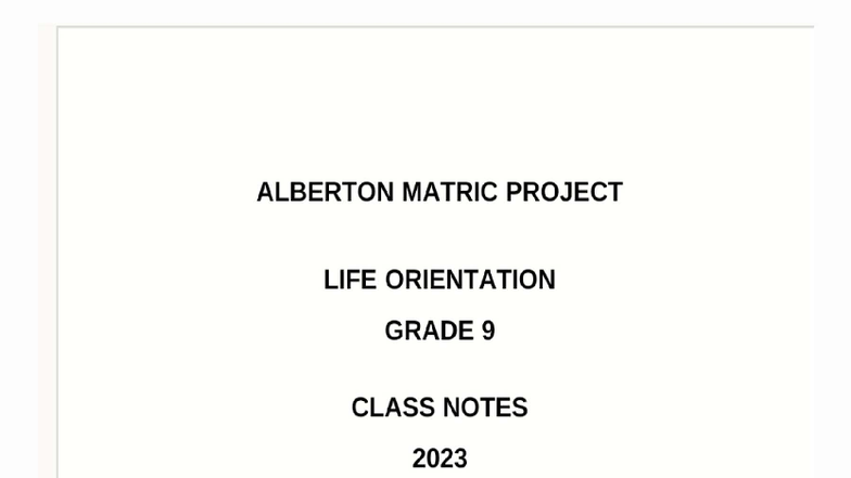 LO 9: Life Orientation Class Notes - Goal Setting & Personal Choices ...