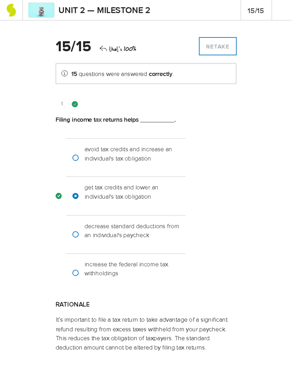 Sofia Personal Finance Milestone 2: Understanding Taxes & Income - Studocu