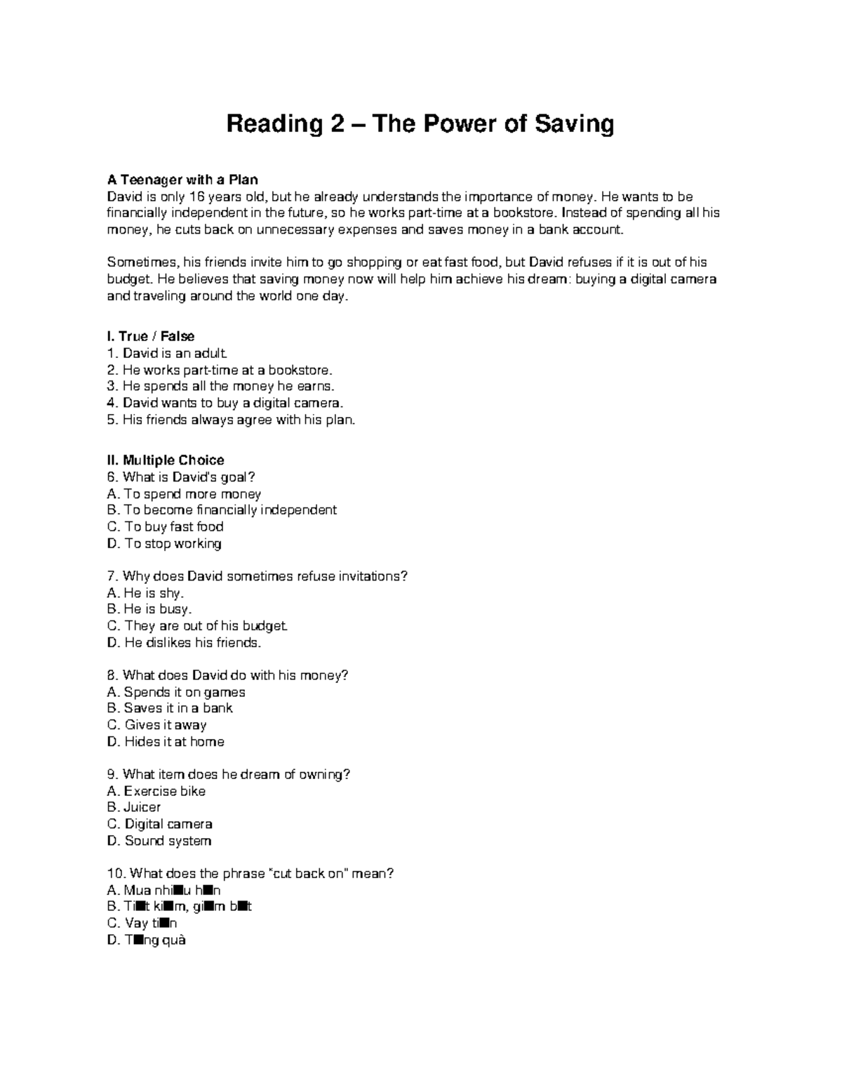 Reading 2: The Power of Saving - Financial Independence Plan - Studocu