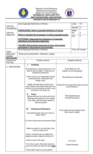 626670705 Expanded definition of words DLP - Detailed Lesson Plan in ...