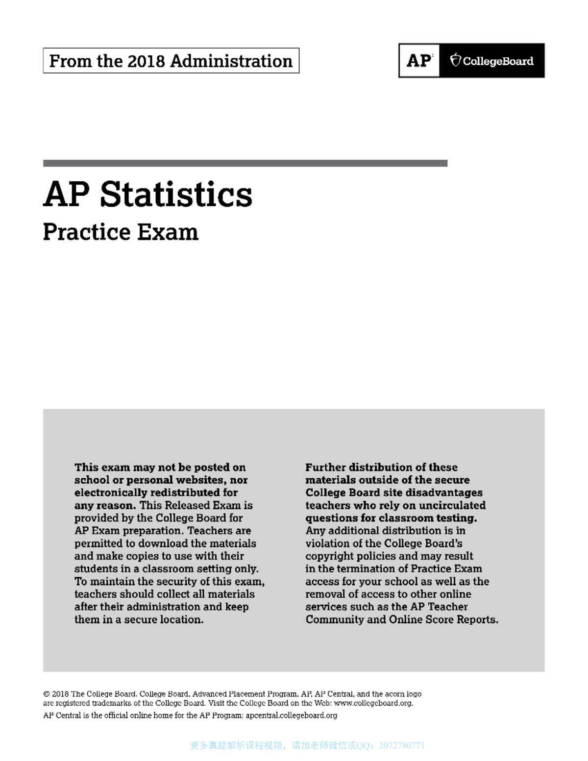 AP Statistics 2018 Questions - Introduction to Statistics - Studocu