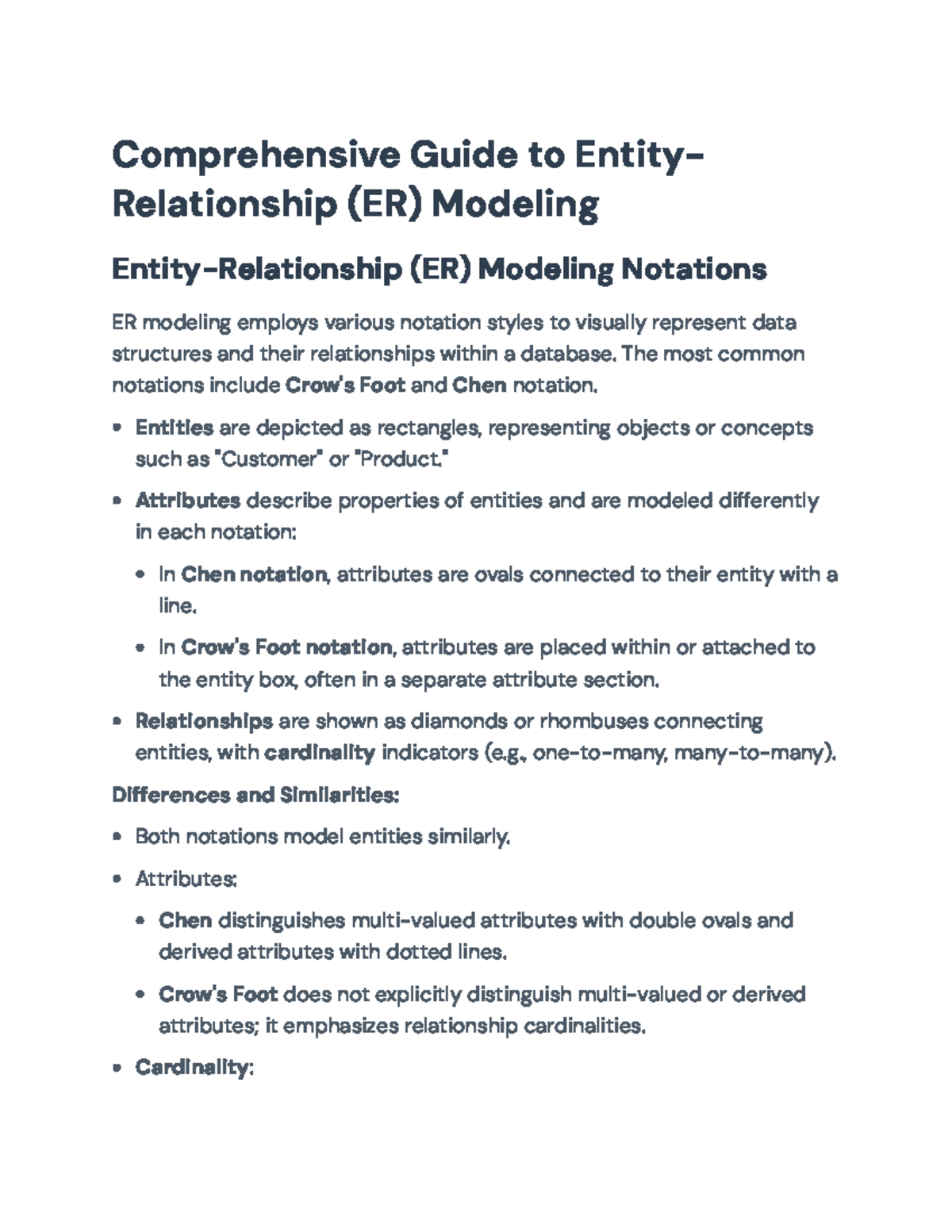 Comprehensive Guide to ER Modeling Techniques and Notations (ER) - Studocu