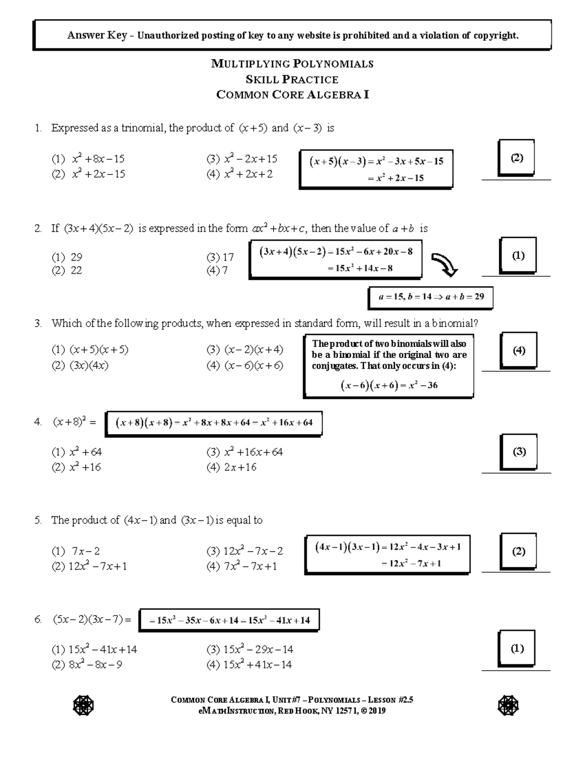 Microsoft Word - CCAlg I.Unit 7.Multiplying Polynomials Practice (After ...