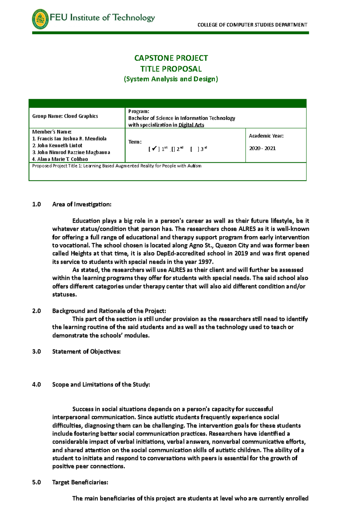 CAPSTONE PROJECT: Learning-Based AR for Autism Support in IT Programs ...