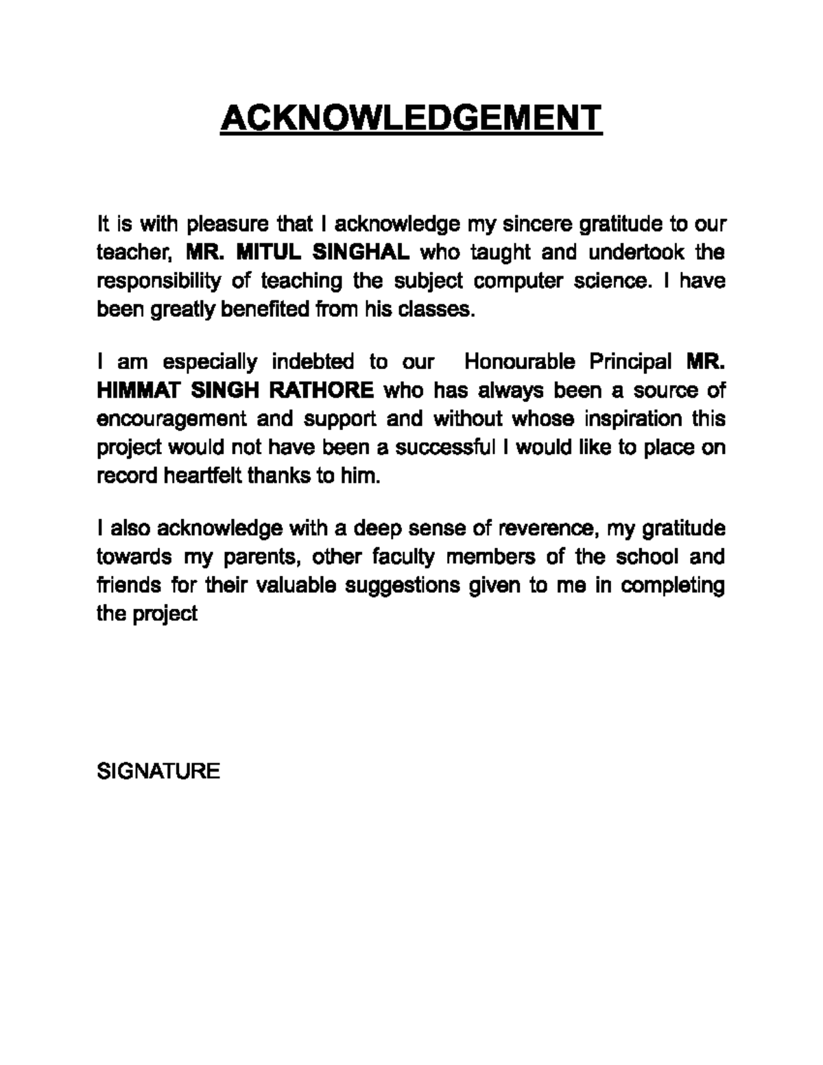 ACK - third page of work sheet - ACKNOWLEDGEMENT It is with pleasure ...
