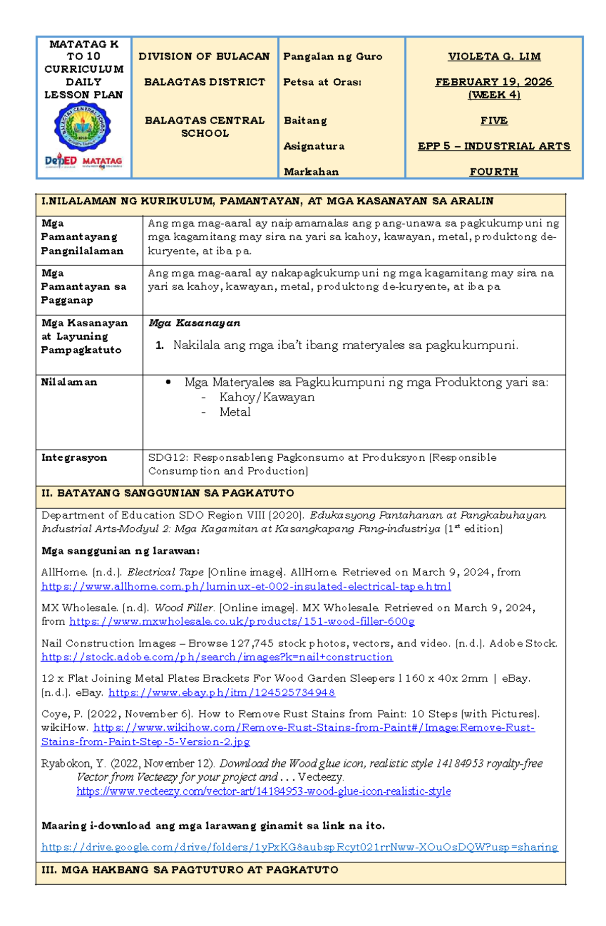 CO-EPP 5 FEB 19, 2026 - Daily Lesson Plan for EPP 5 - Studocu