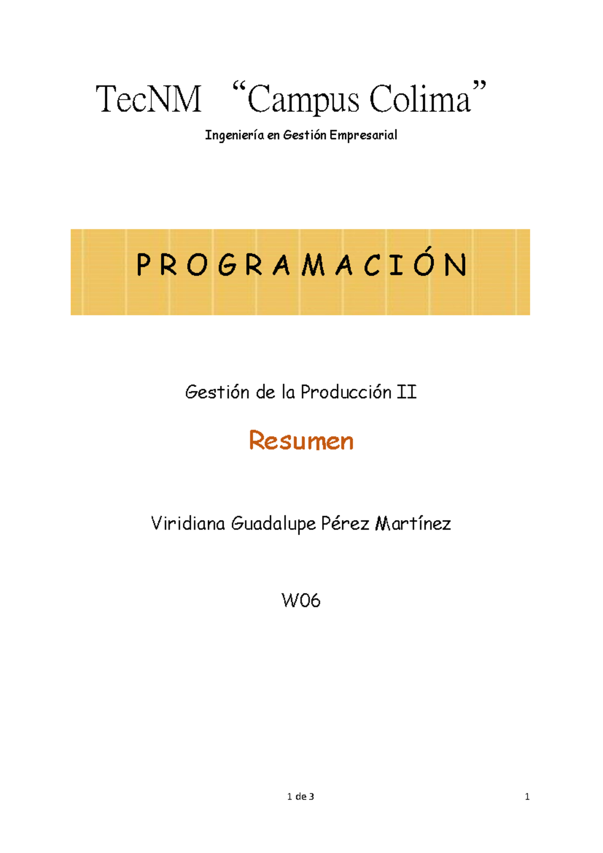 Gestión de la Producción II: Resumen de Programación W06 - Studocu