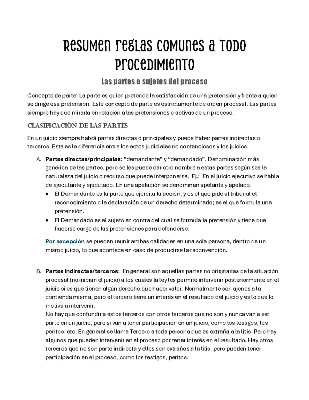 Resumen de Reglas Comunes en Procedimientos Judiciales - Studocu