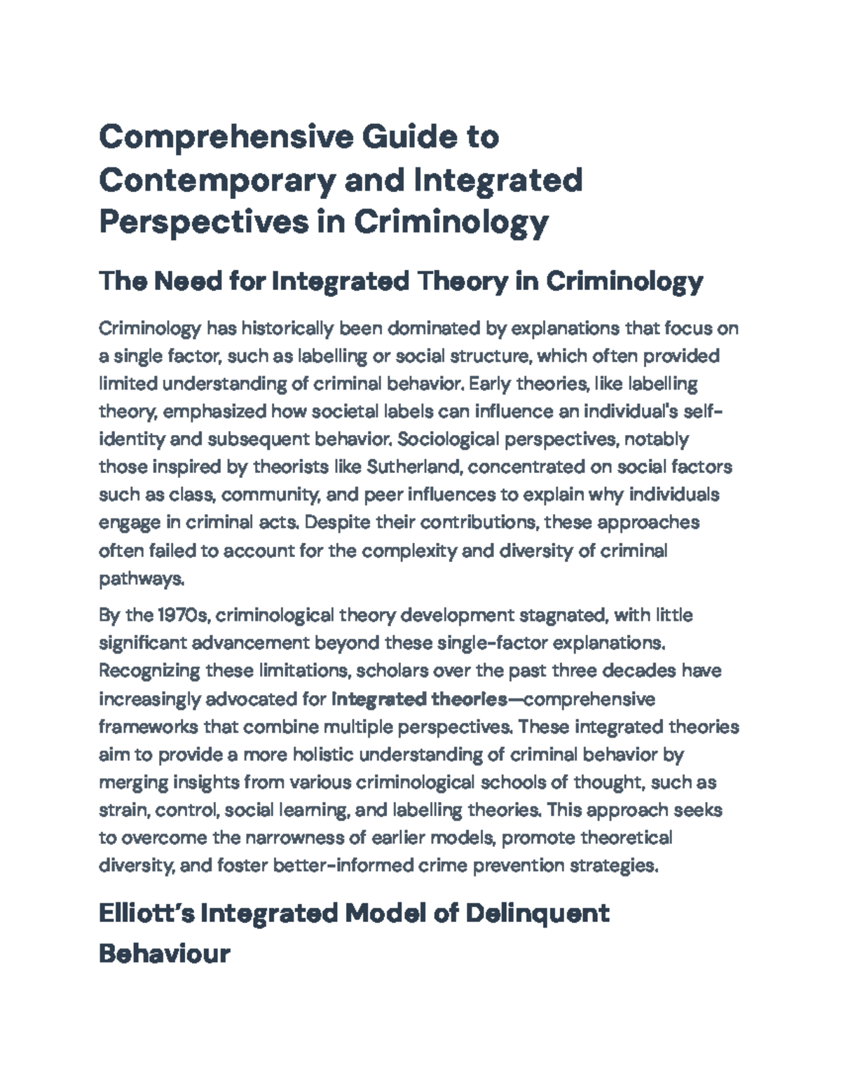Comprehensive Guide to Integrated Theories in Criminology (CRIM 101 ...