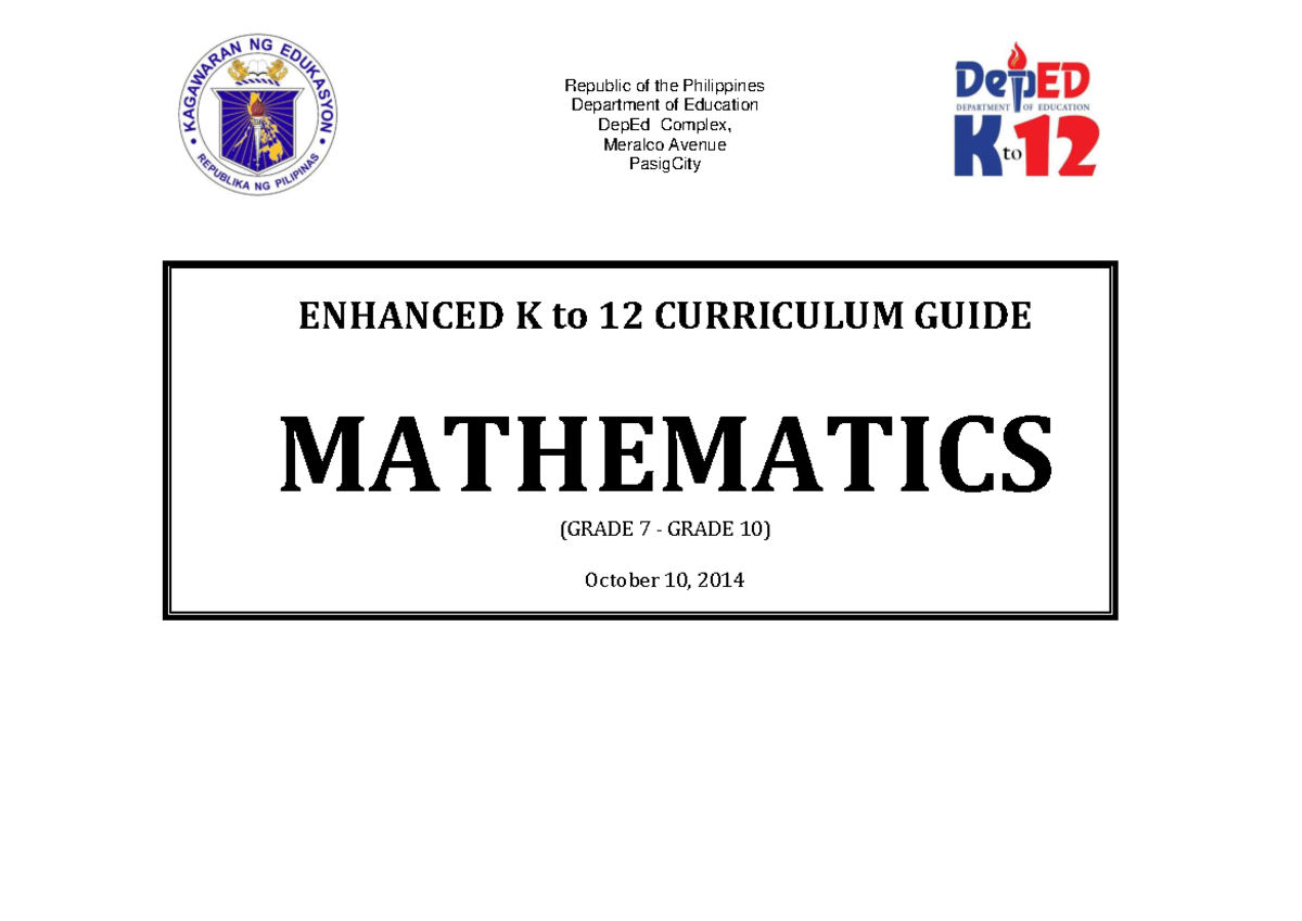 Curriculum Guide Enhanced-mathematics - Republic of the Philippines ...