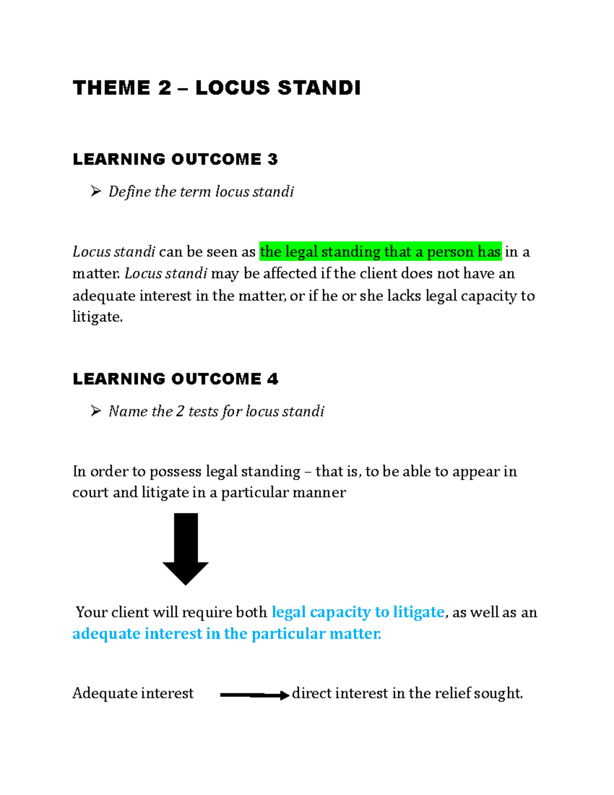 Locus standi: Understanding legal standing and its implications - Studocu
