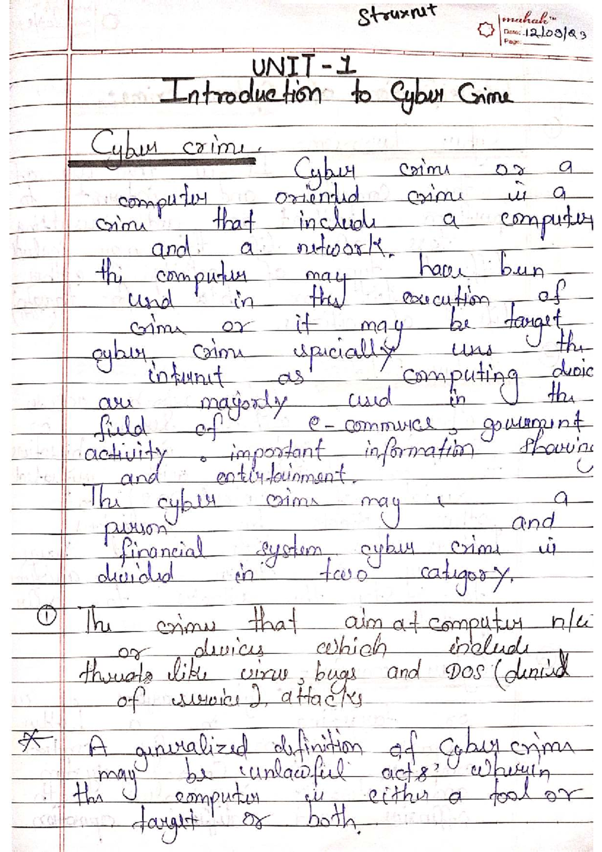Unit 1: Introduction to Cyber Crime - Comprehensive Study Notes - Studocu