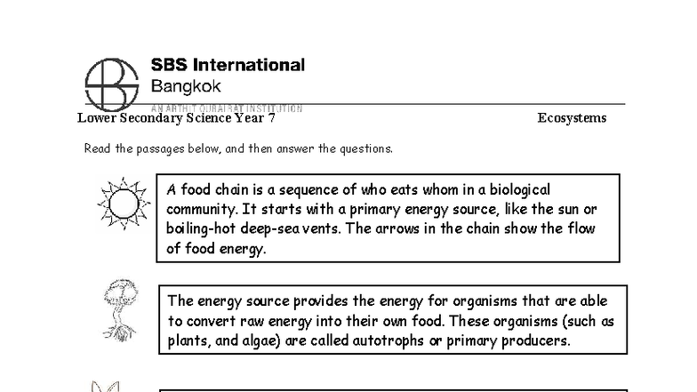 Lower Secondary Science Year 7: Food Chain & Food Web Insights - Studocu