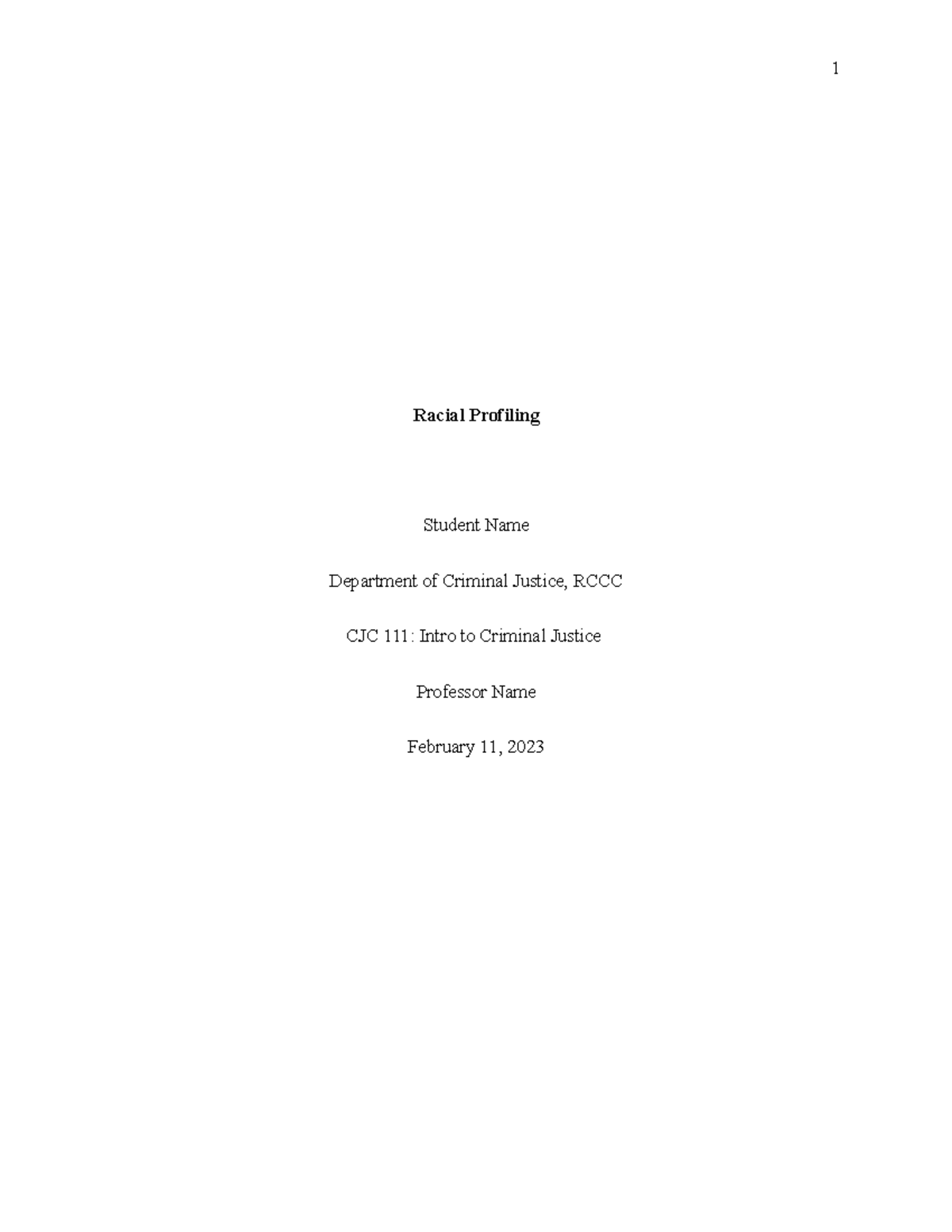 CJC 111: Racial Profiling - Essay Analysis for American Government ...