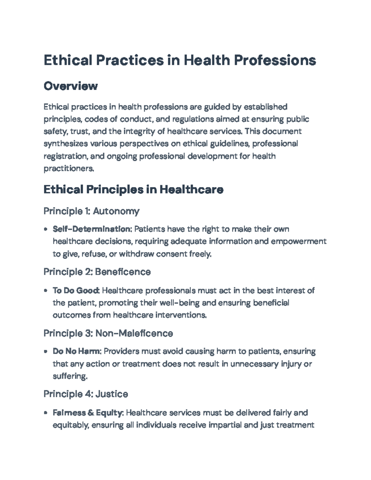 Ethical Practices in Health Professions: Overview and Key Principles ...