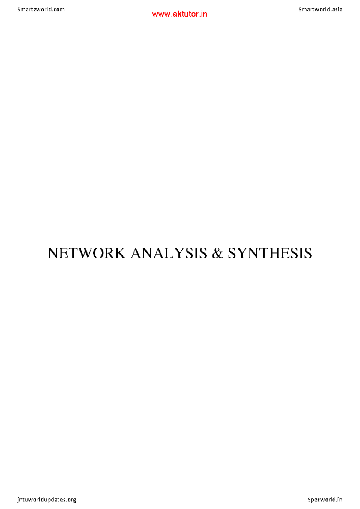 Network Analysis & Synthesis Study Notes for EE 102 - Studocu