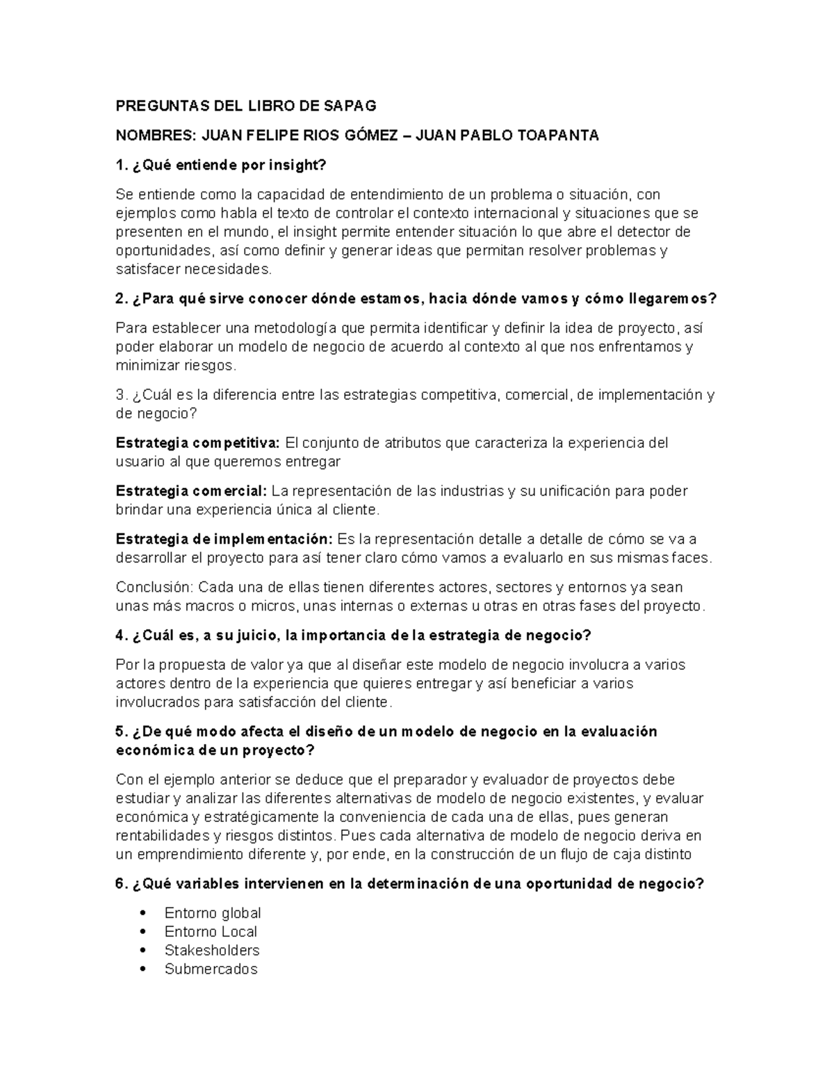 Preguntas del Libro de Sapag: Análisis de Estrategias y Oportunidades ...