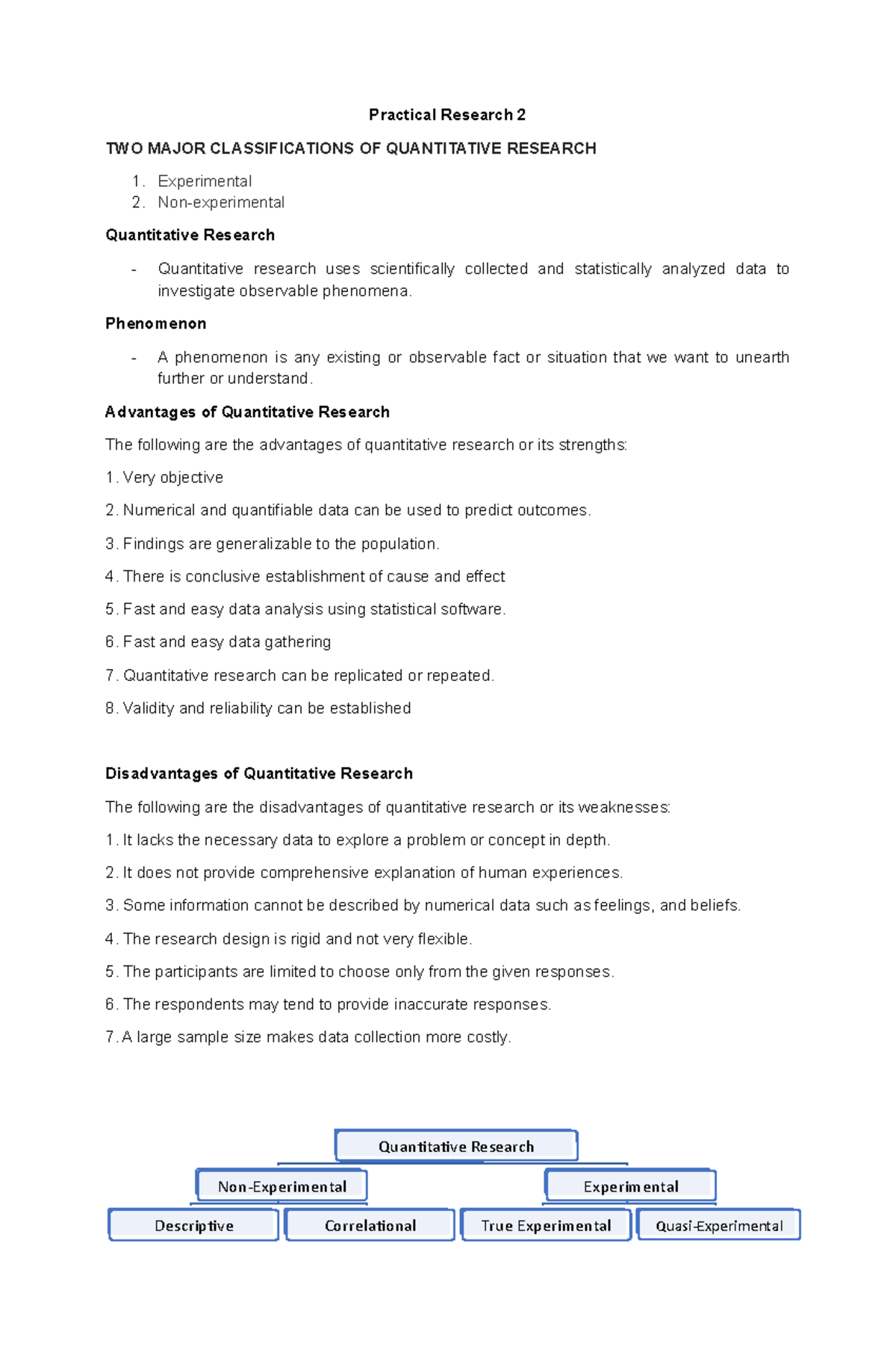 Quantitative Research Methods: Classifications and Advantages (PR2 ...