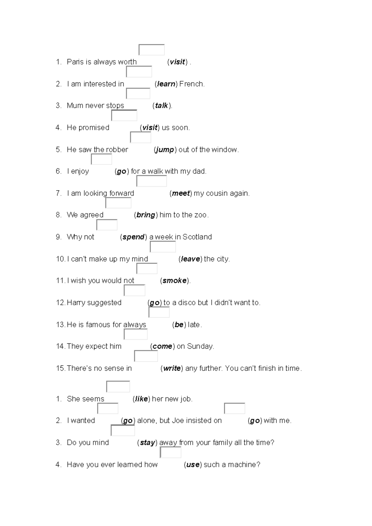 Gerunds and Infinitives Exercises - English 101 - Studocu