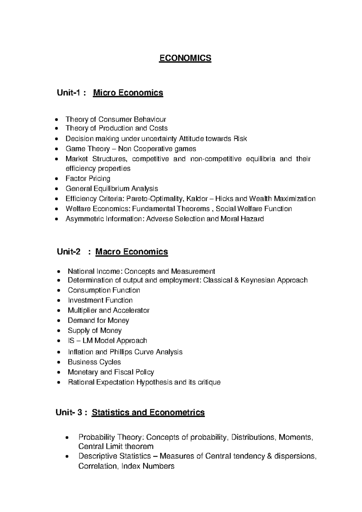 Economics - Summary for B.Com Course (Units 1-10) - Studocu