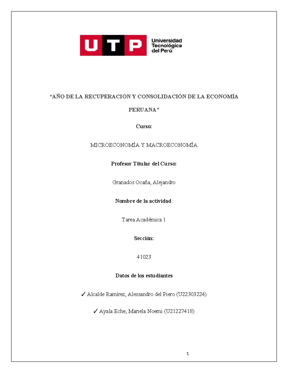 TA1: Análisis de Producción y Equilibrio en Gloria S.A. - Micro y Macro ...