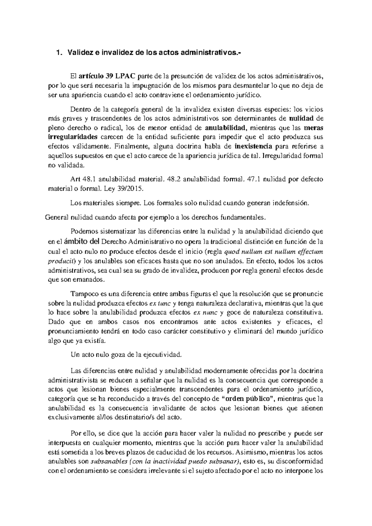 Admi 2 tema 2 - TEMA 2 UHOFDSDOPP ÒYRFHI - 1. Validez e invalidez de los actos administrativos ...