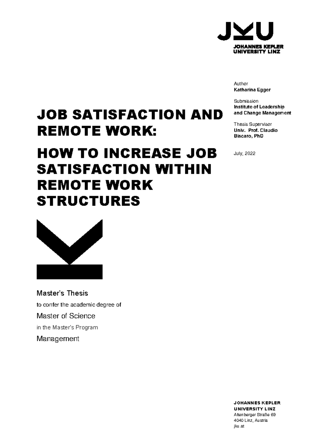 MSc Thesis: Enhancing Job Satisfaction in Remote Work Structures - Studocu