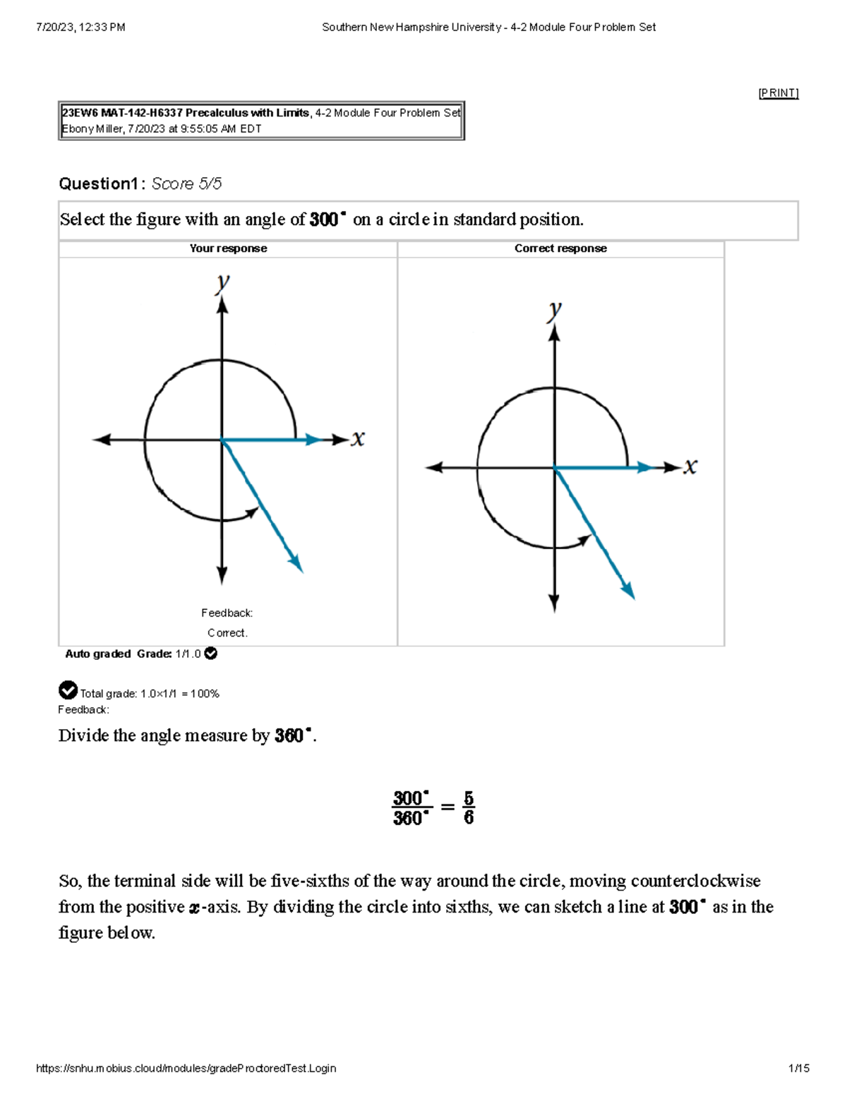 Southern New Hampshire University - MAT-142-H6337 Precalc 4-2 Problem ...