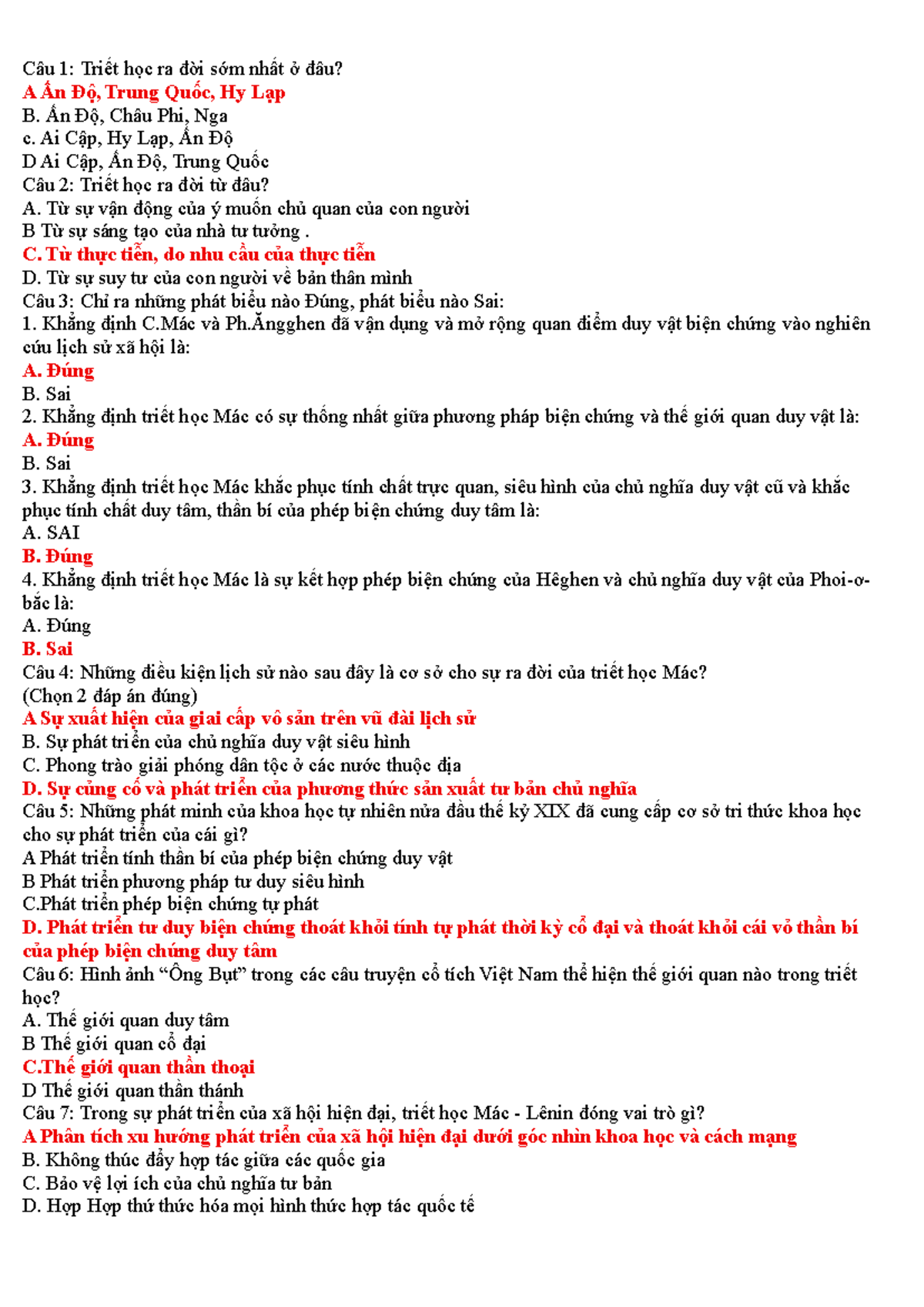 Tài liệu ôn tập Triết học Mác Lênin - Môn Triết học 123456789 - Studocu