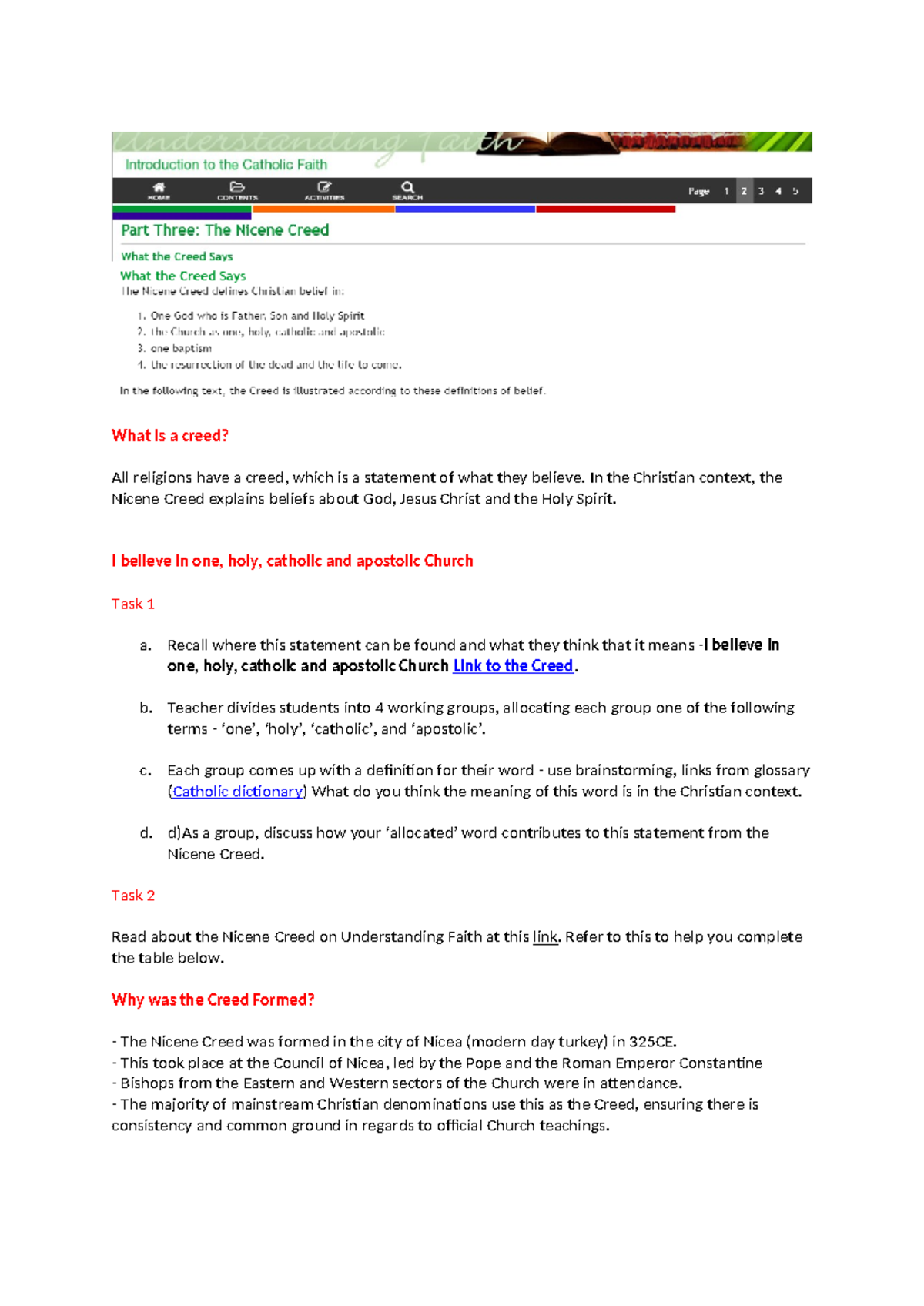 Year 10 Ecumenism & Interfaith Dialogue: Nicene Creed Study Guide - Studocu