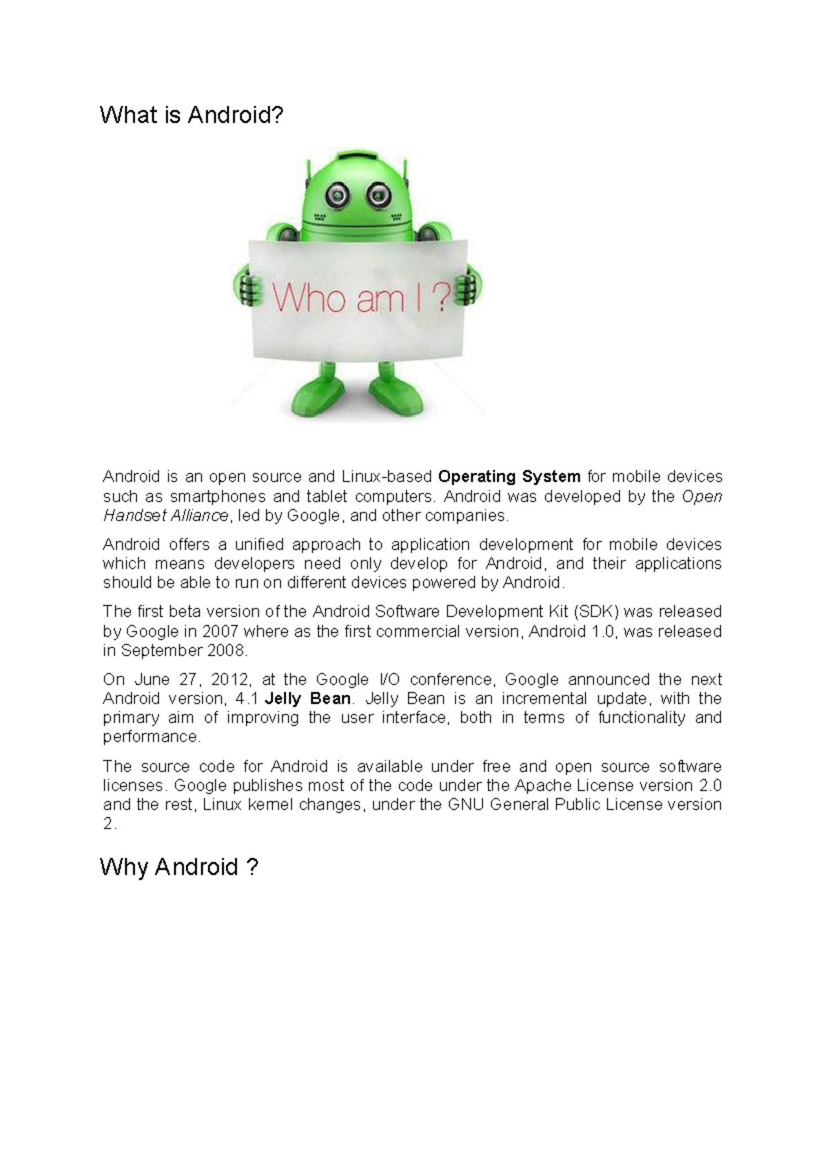 Lecture 1 - Introduction to Android OS and Its Features - Studocu