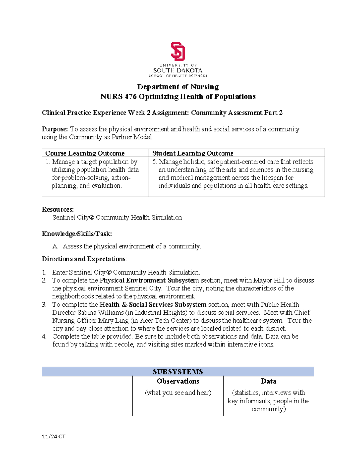 Community Assessment Part 21 - Course Learning Outcome Student Learning ...