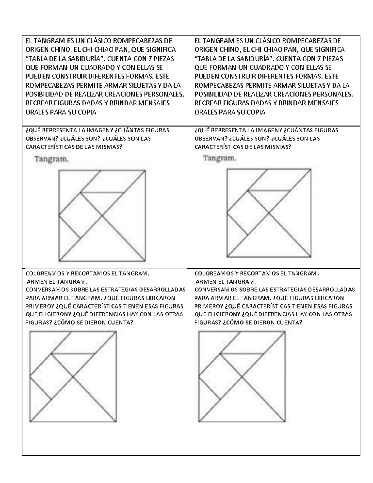 Geometria Ciencias - matematica - EL TANGRAM ES UN CLÁSICO ROMPECABEZAS ...