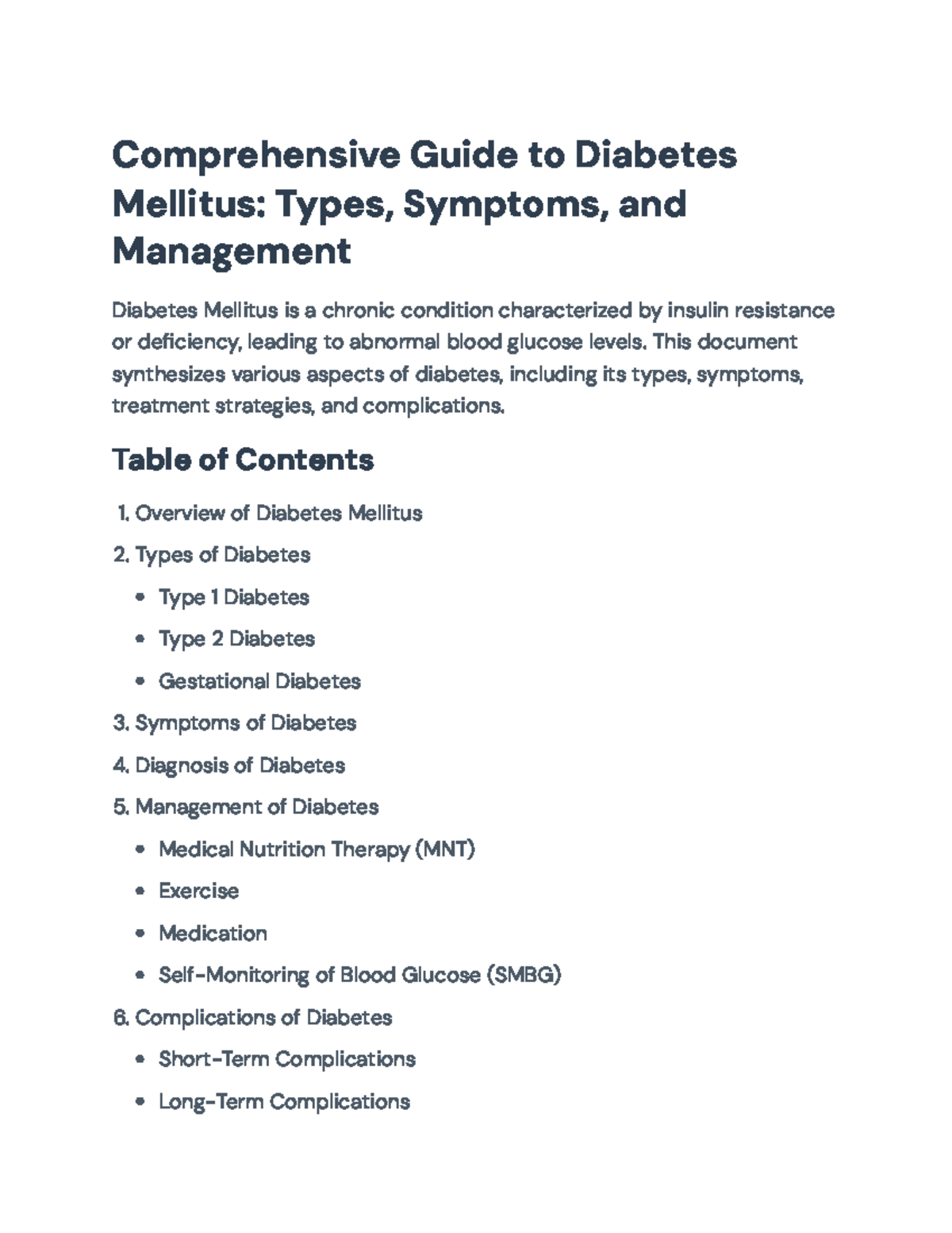 Comprehensive Guide to Diabetes Mellitus: Types, Symptoms, and ...