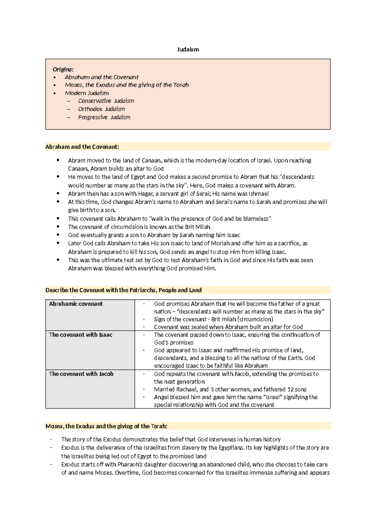 Judaism Study Notes: Key Concepts and Historical Overview - Studocu