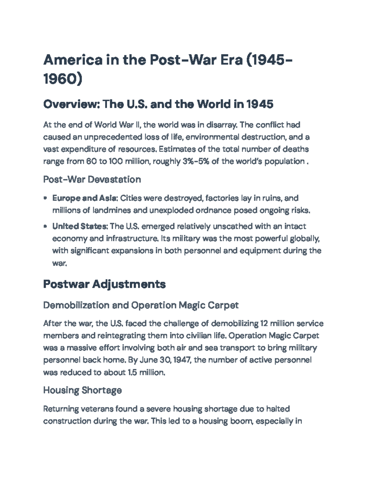 America in the Post-War Era (1945-1960): Key Events & Cultural Shifts ...