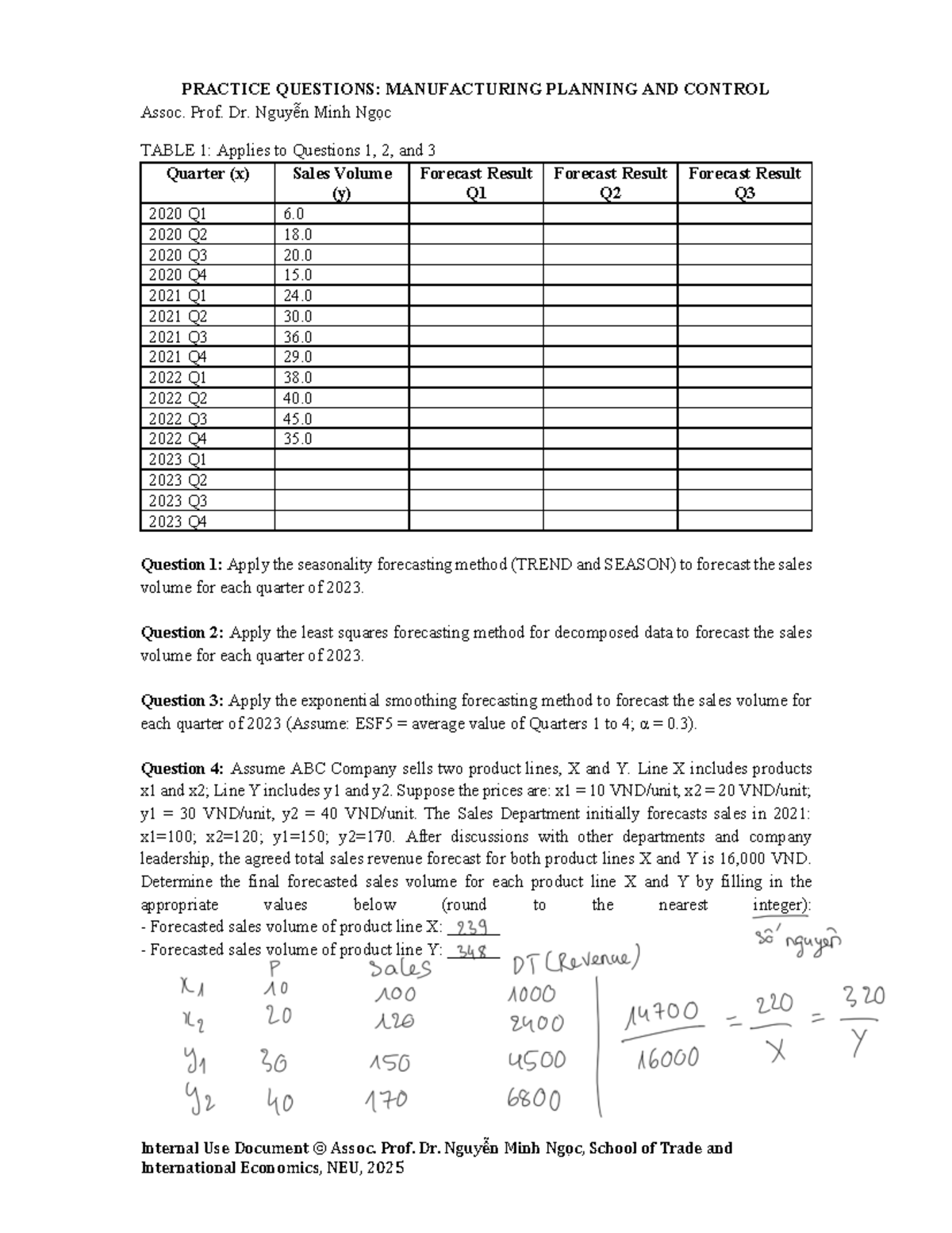 PRACTICE QUESTIONS: MANUFACTURING PLANNING AND CONTROL (MPC) - Studocu