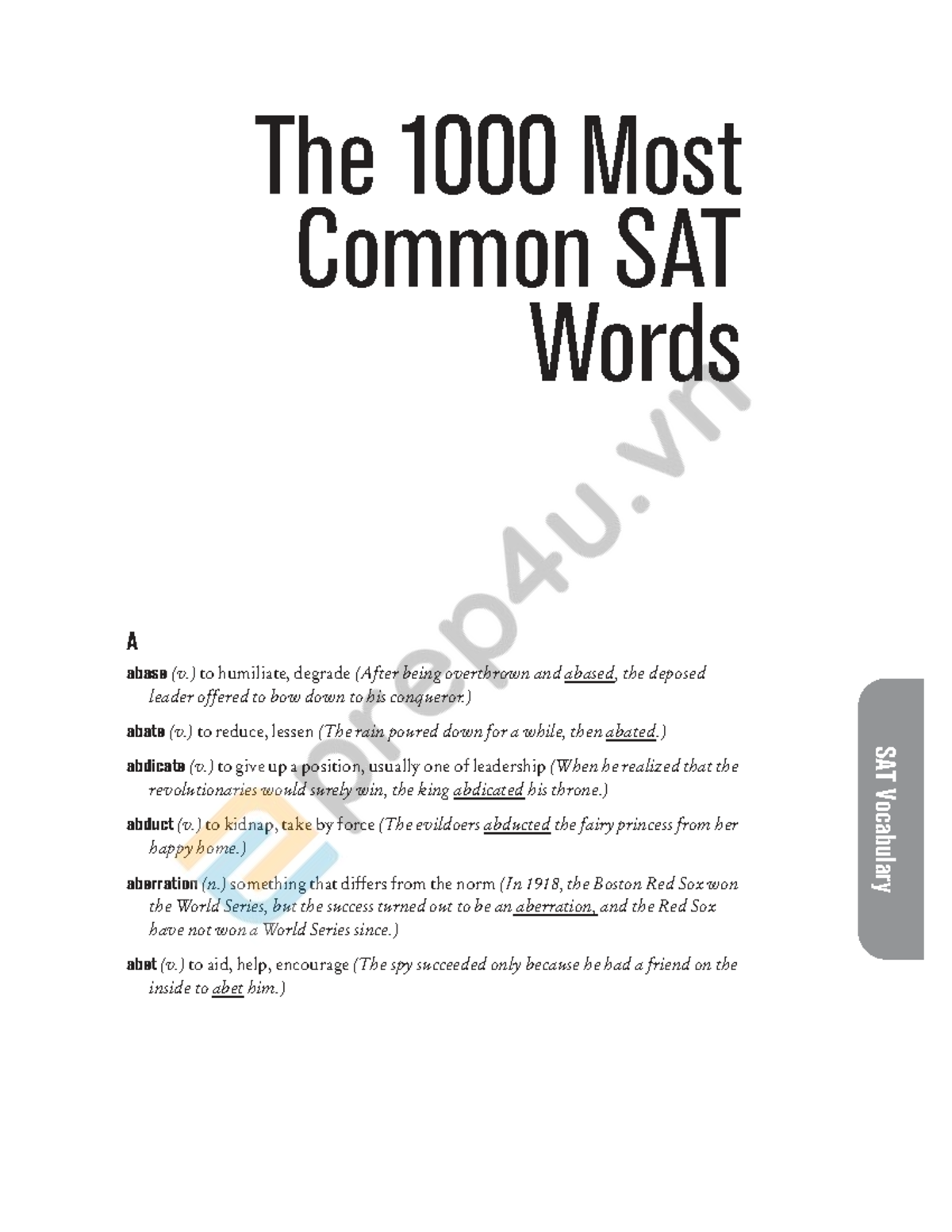 English - 1000 SAT Vocabulary Words and Definitions - Studocu
