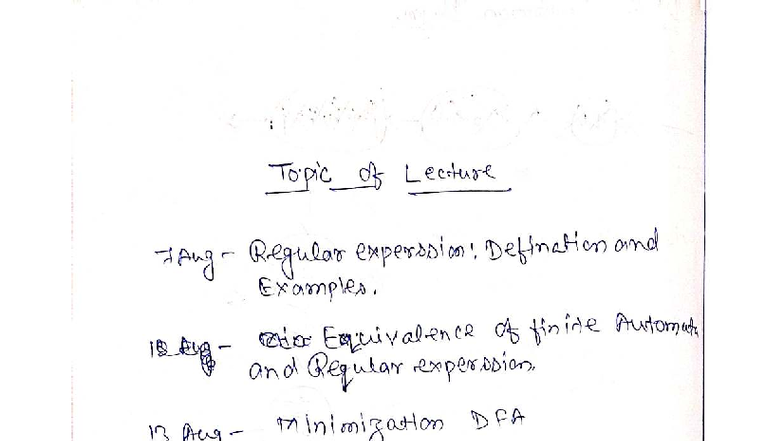 FLA 2: Lecture 7 - Regular Expressions, Finite Automata, and Machines - Studocu