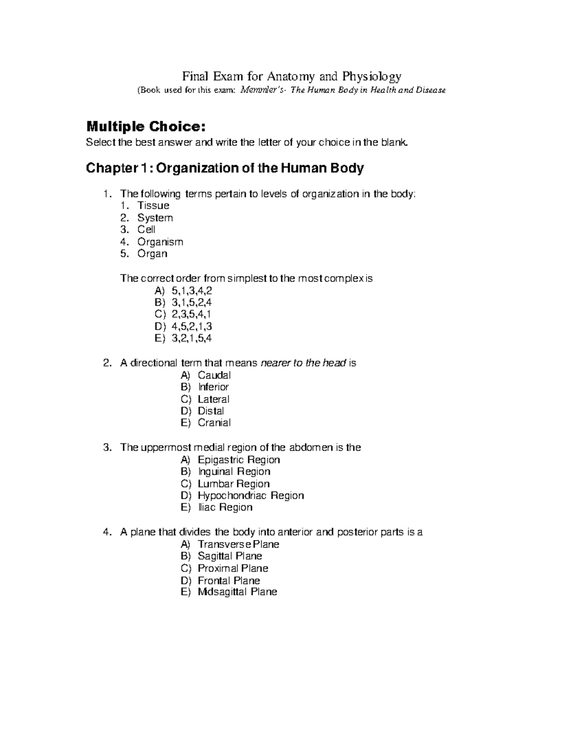 Final Exam Study Guide for Anatomy and Physiology (170529043529) - Studocu