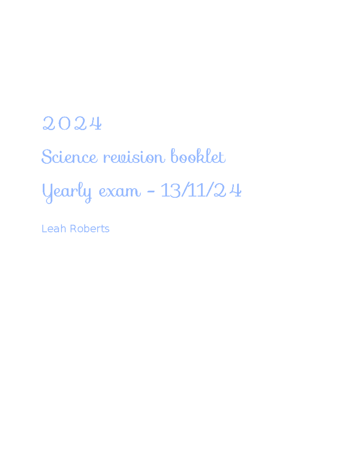 Science exam revision - yr9 - 2024 Science revision booklet Yearly exam ...