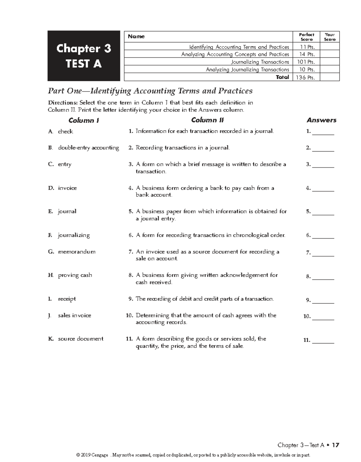 Chapter 3 Accounting Concepts and Practices Test A & B (CENG 101) - Studocu