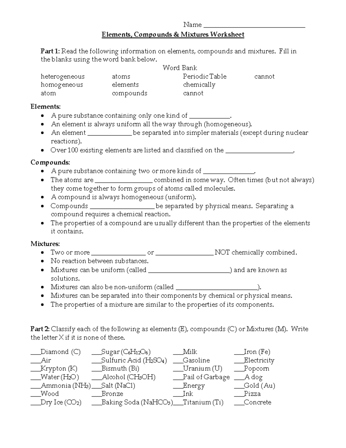 Chapter 2 Part 1 Worksheet Student - Name ...