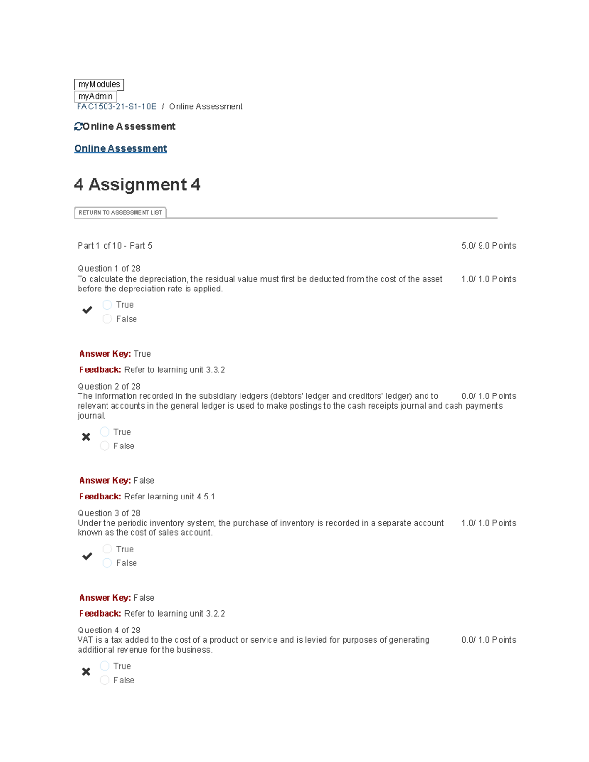 Ass 4 answers FAC1503-21-S1-10E Online Assessment - 1/ 1 Points 0/ 1 ...