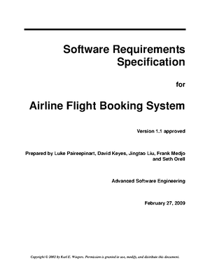 SRS Airline Management System - Software Requirement Engineering Airline Reservations System ...
