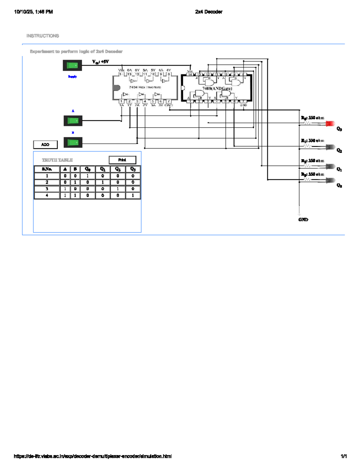 2x4 Decoder Circuit Notes - Experiment Instructions - Studocu